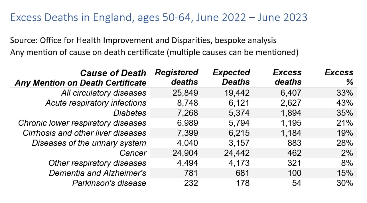 Excess mortality in England post Covid-19 pandemic: implications for ...